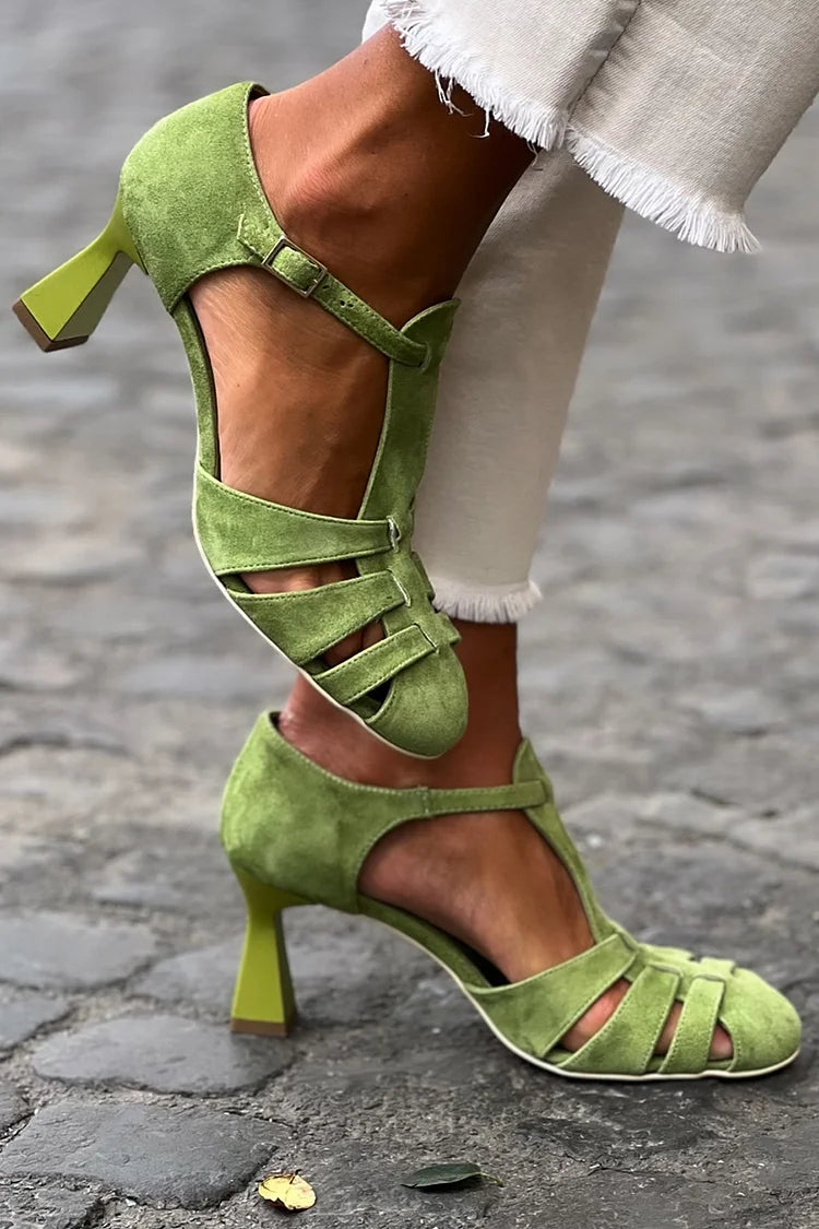 Isabel | Green Vintage Strap Heels – emmaolivia-boutique